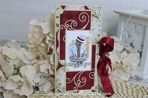 Картичка за мъж бежово и бордо Картички Подаръци С панделка