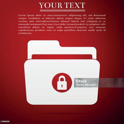 잠긴된 폴더 아이콘 빨간색 배경에 고립입니다 평면 디자인입니다 벡터 일러스트 레이 션 개념에 대한 스톡 벡터 아트 및 기타 이미지 개념 그래픽 사용자 인터페이스 금고