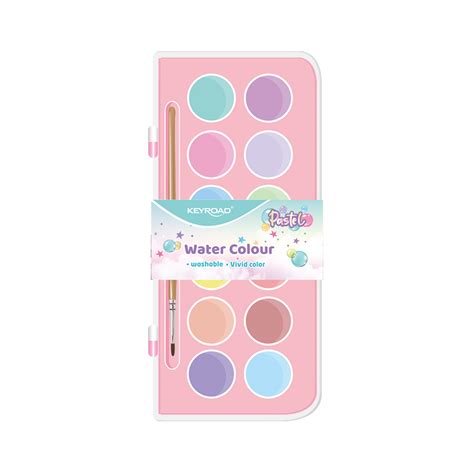 Acuarelas Pastel Con Pincel Caja Plástica 12 Colores Paperplus
