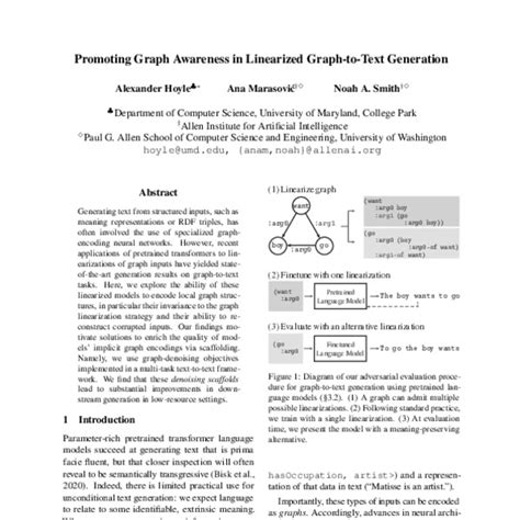Promoting Graph Awareness In Linearized Graph To Text Generation Acl Anthology