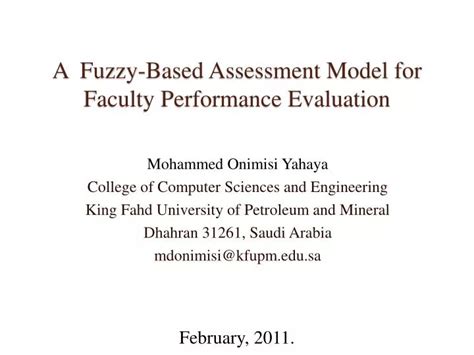Ppt A Fuzzy Based Assessment Model For Faculty Performance Evaluation Powerpoint Presentation