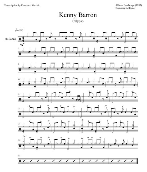 Calypso Kenny Barron Drum Sheet Music