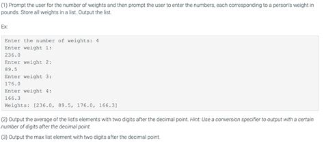 Solved Be Able To Get A List Of Numbers Display The Chegg