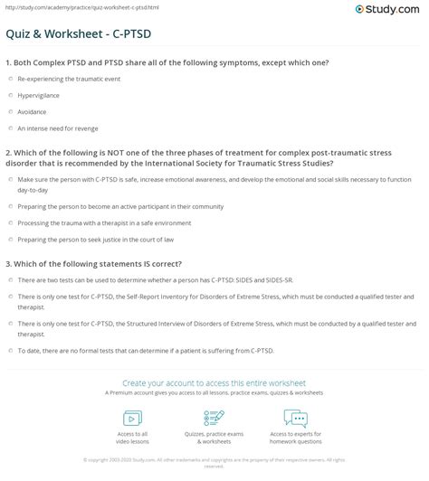 Ptsd C P Exam Worksheets