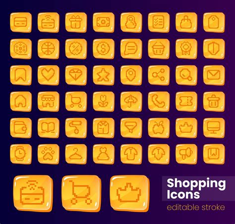 Shopping Glossy Ui Button With Pixelated Icon Big Set Vector Art At Vecteezy