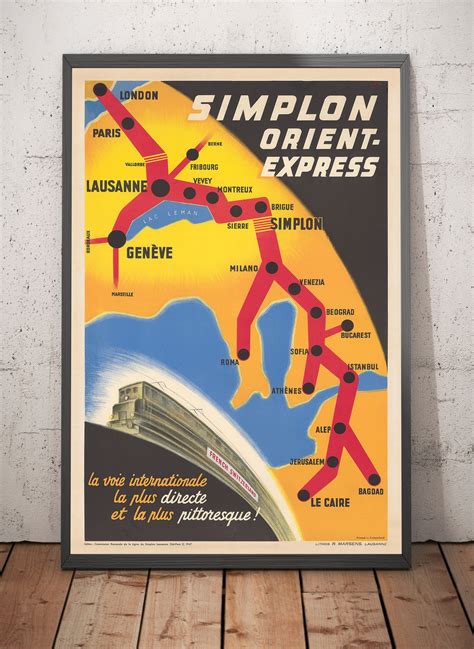 Old Poster Map Of The Orient Express Railway 1947 By Walther Spinner The Unique Maps Co