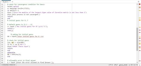 Solved Gauss Seidel Method In MATLAB Function X Chegg
