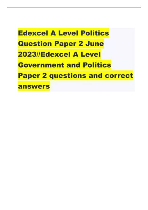 Edexcel A Level Politics Question Paper 2 June 2023 Edexcel A Level Government And Politics