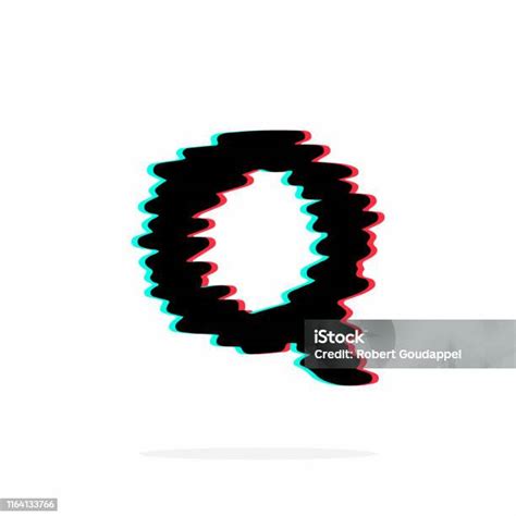 현대 벡터 글리치 편지 일러스트 레이션 Q 0명에 대한 스톡 벡터 아트 및 기타 이미지 0명 3차원 형태 개념 Istock