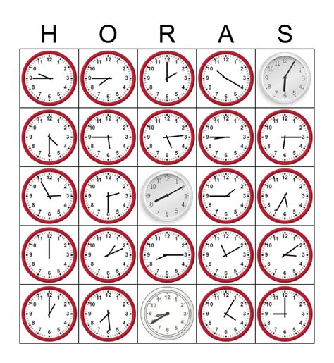 Horas Que Horas Sao Bingo Card