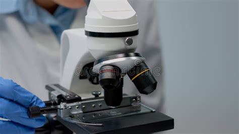Sample Tray Of Scientific Microscope In Laboratory Stock Image Image