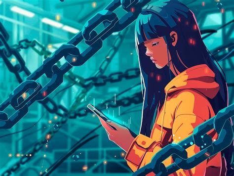 Free Photo Blockchain Technology Cartoon Illustration