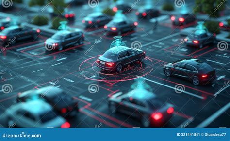 Autonomous Vehicles Navigating Smart City Intersections Stock Image