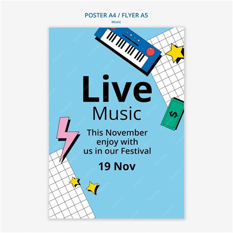 평면 디자인 음악 축제 포스터 템플릿 무료 Psd 파일