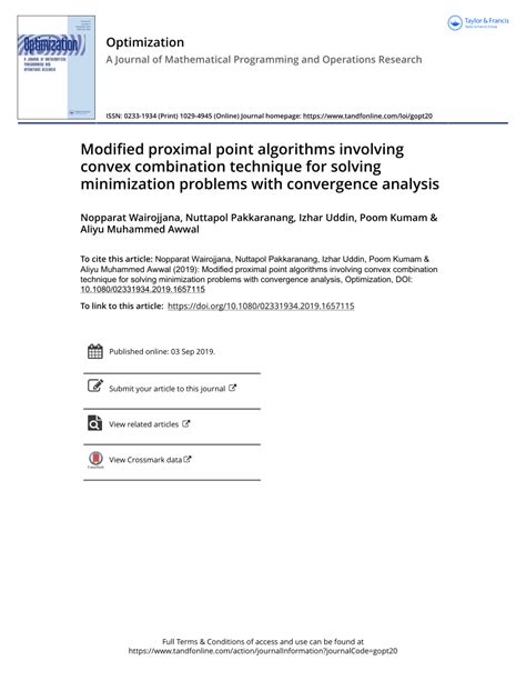 Pdf Modified Proximal Point Algorithms Involving Convex Combination
