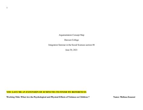 Argumentation Concept Map Argumentation Concept Map Dawson College Integration Seminar In The