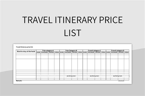 Travel Itinerary Excel Template