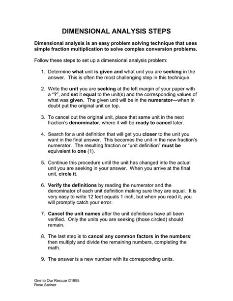 Dimensional Analysis Steps
