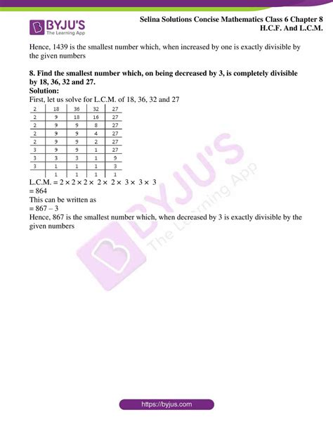 Selina Solutions Concise Mathematics Class Chapter Hcf And Lcm Pdf