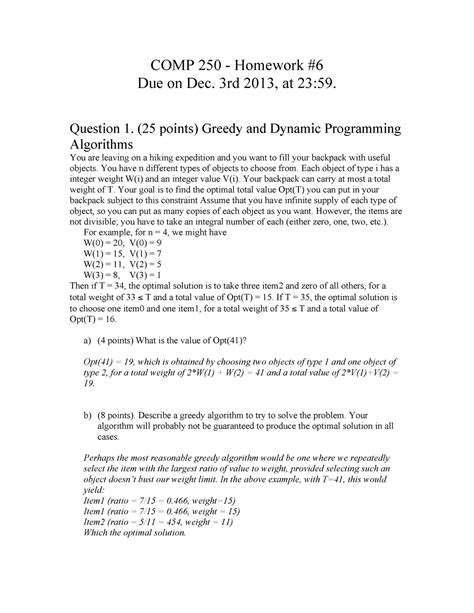 Homework 6 Solutions 2013 Comp 250 Homework Due On Dec 3rd 2013 At 23 59 Question 1 25