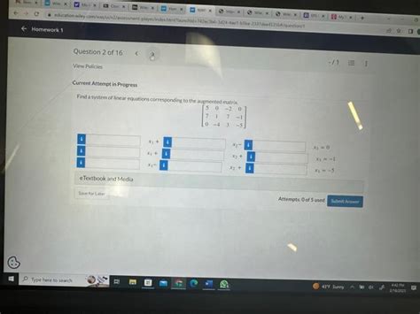 Solved Find A System Of Linear Equations Corresponding To