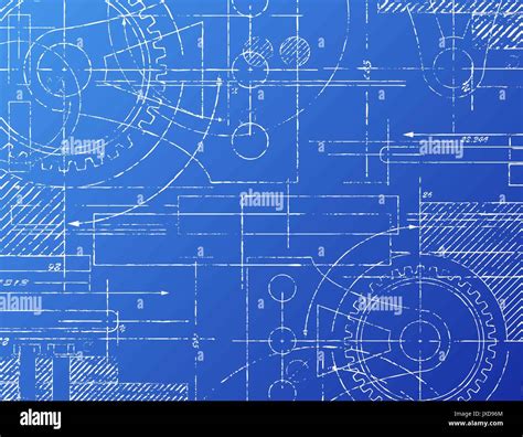 Grungy Technical Blueprint Illustration On Blue Background Stock Vector Image And Art Alamy