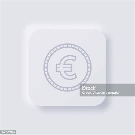 유로 통화 기호 동전 아이콘 웹 디자인 응용 프로그램 Ui 등을 위한 White Neumorphism 소프트 Ui 디자인 버튼 벡터 3차원 형태에 대한 스톡 벡터 아트 및