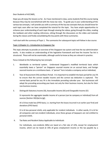 Nus Summary On Topic 1 Taxation Warning Tt Undefined Function 32 Warning Tt Undefined