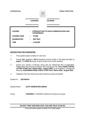 Lab Determine IP Address Configuration Of A Computer NUR Daneal BIN Rafizam ITT Data