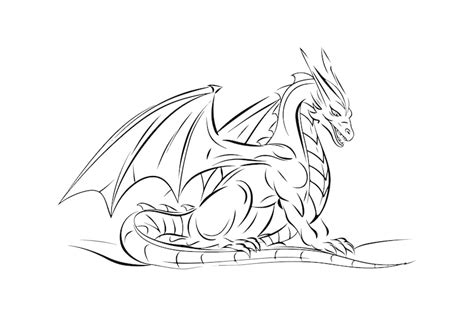 Premium Vector A Dragon Line Art Drawing Coloring Book Page Clipart