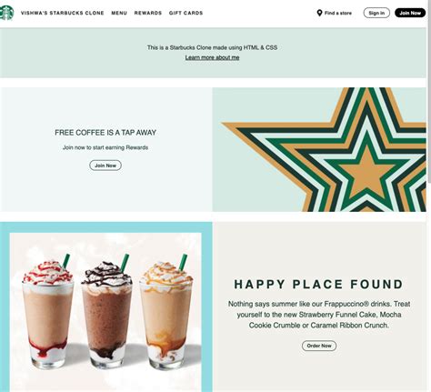 Github Vish Vstarbucks Clone Starbucks Website Clone Made Using