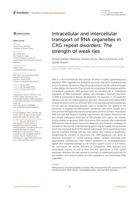 Pdf Intracellular And Intercellular Transport Of Rna Organelles In