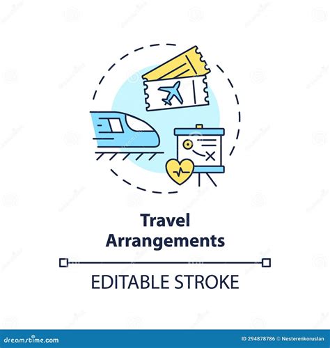 2d Thin Linear Icon Travel Arrangements Concept Stock Illustration