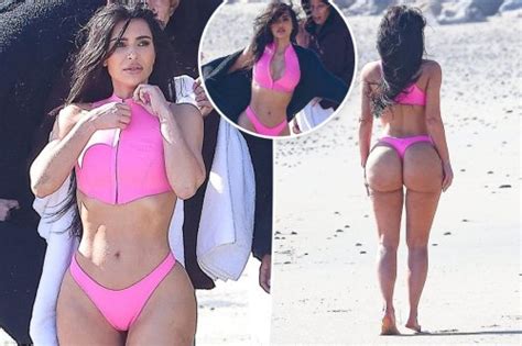 Kim Kardashian Bares Her Whole Booty In Bubblegum Pink Thong Bikini