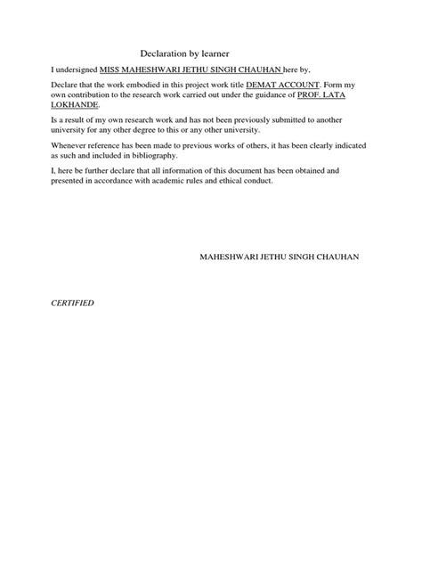Declaration By Learner Pdf Declaration By Learner Pdf