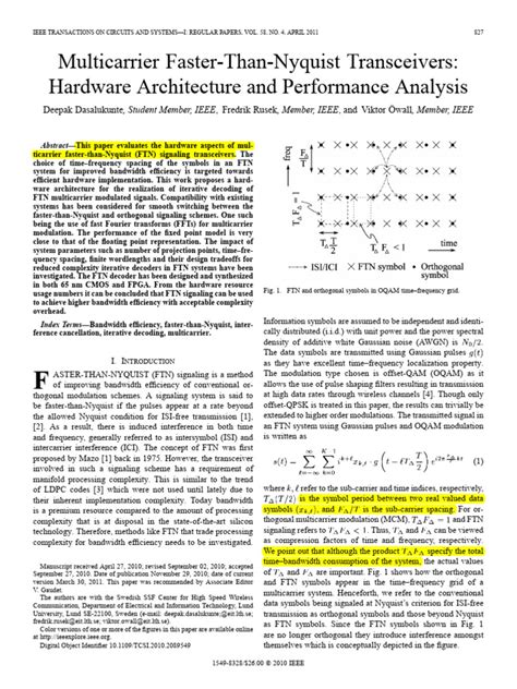 multicarrier faster than nyquist transceivers hardware architecture and