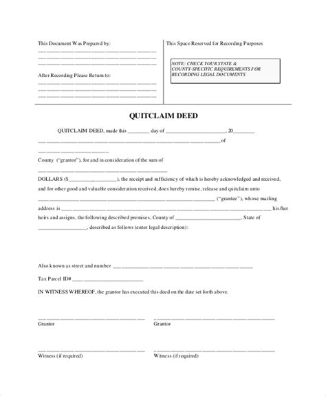 Printable Quick Claim Deed