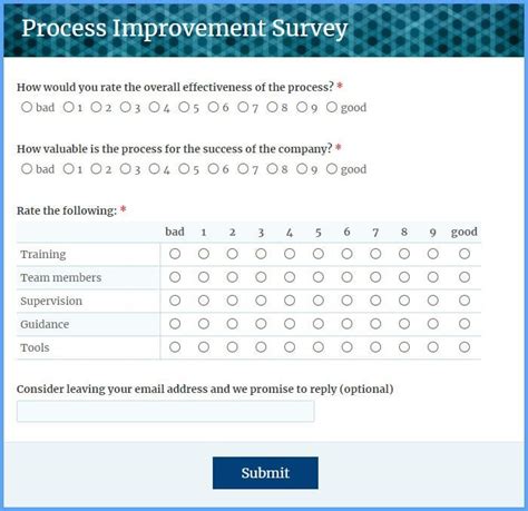 Process Improvement Survey Template Formsite
