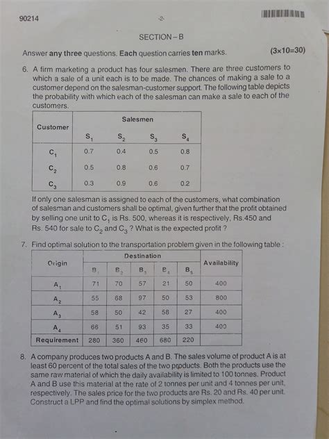 Ii Sem Quantitative Methods Question Papers