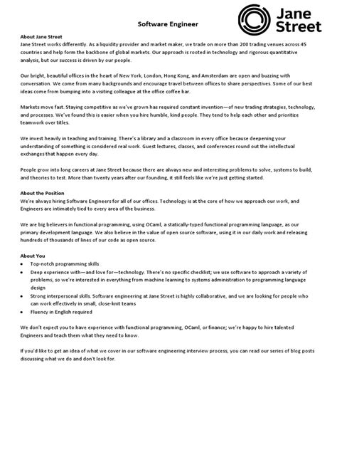 jane street software engineer pdf computer programming
