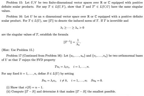 Solved Problem 15 Let U V Be Two Finite Dimensional Vector
