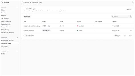 Manage Secret Api Keys In Medusa Admin Medusa Admin User Guide