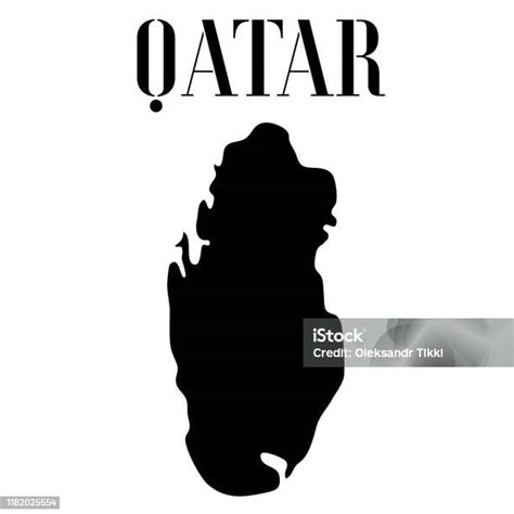 카타르 솔리드 국가 윤곽선 실루엣 고립 된 개체와 텍스트와 배경에 기호와 흑백 벡터 그림 세계지도 국가 설정에서 가정 생활에 대한 스톡 벡터 아트 및 기타 이미지 Istock