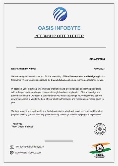 Shubham Kumar On Linkedin Oasisinfobyte Internship Webdevelopment