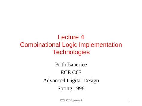 Ppt Lecture 4 Combinational Logic Implementation Technologies Dokumentips