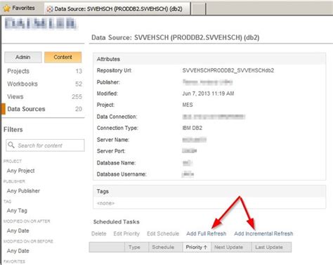 tableau server data source cannot add scheduled task
