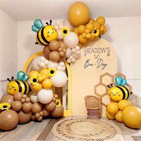 Bee Balloon Arch Kit Mustard Yellow Sand White Brown Bee Balloons