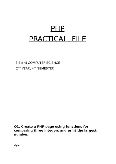 Php Practical File Du Php Practical File Bh Computer Science 2 Nd