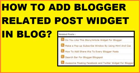 how to add blogger related post widget in blog