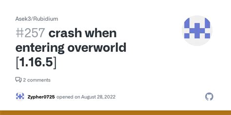 Crash When Entering Overworld 1165 · Issue 257 · Asek3rubidium